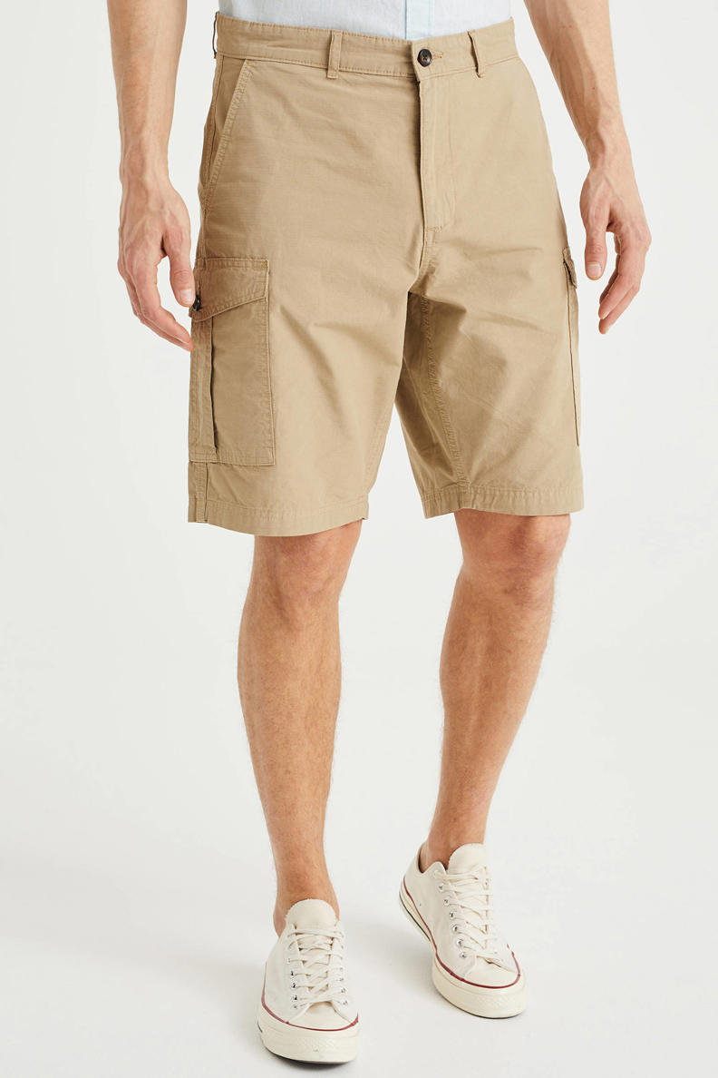 WE Fashion regular fit cargo short faded teak | wehkamp