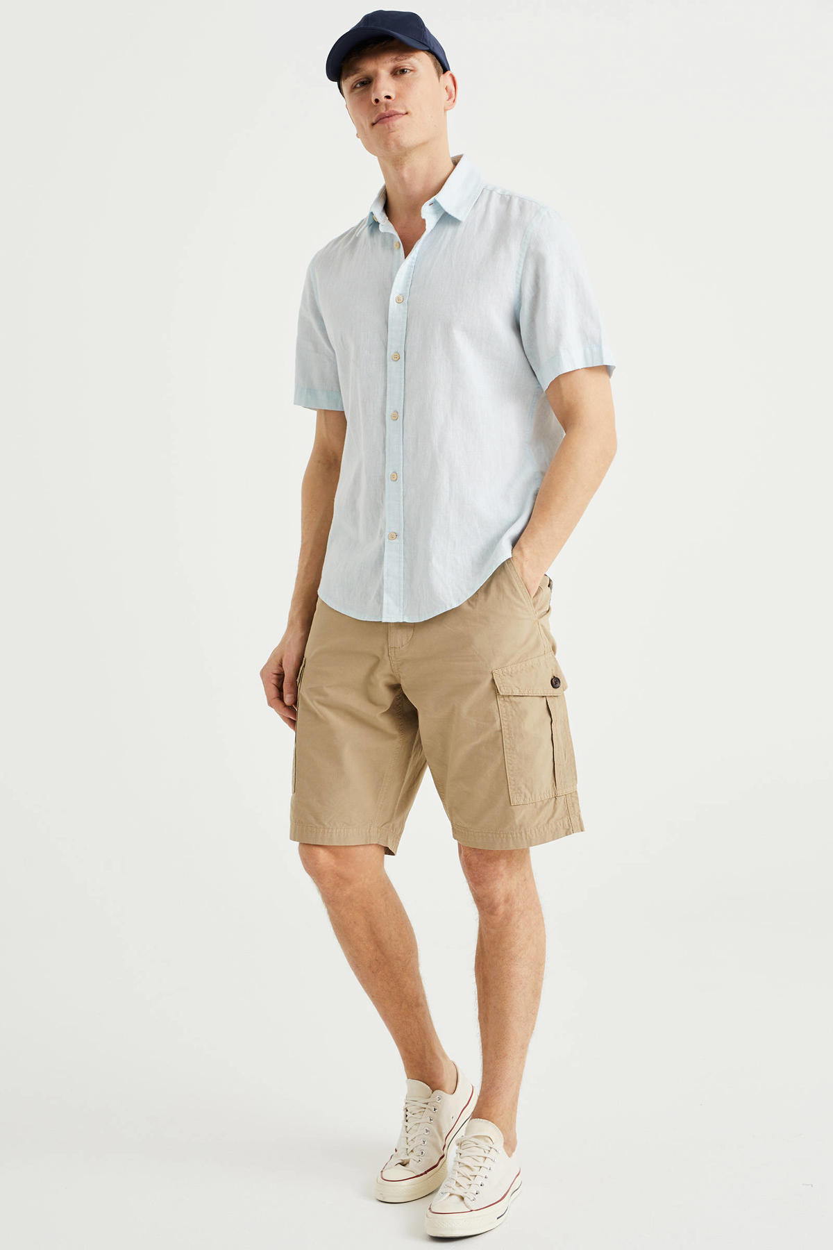 WE Fashion regular fit cargo short faded teak | wehkamp