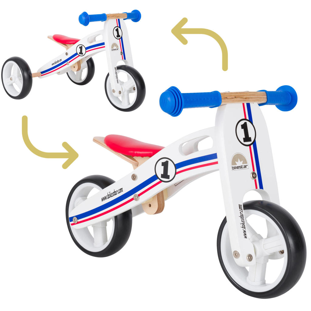 BikeStar mini loopfiets 2 in 1, hout, wit | wehkamp