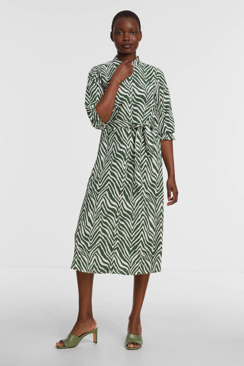 ONLY blousejurk ONLCODY met zebraprint en ceintuur groen/wit | wehkamp