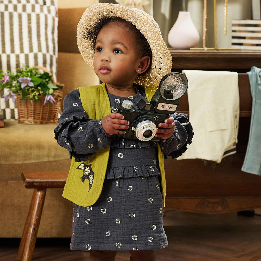 Z8 jurk Seya met all over print en ruches grijs | wehkamp