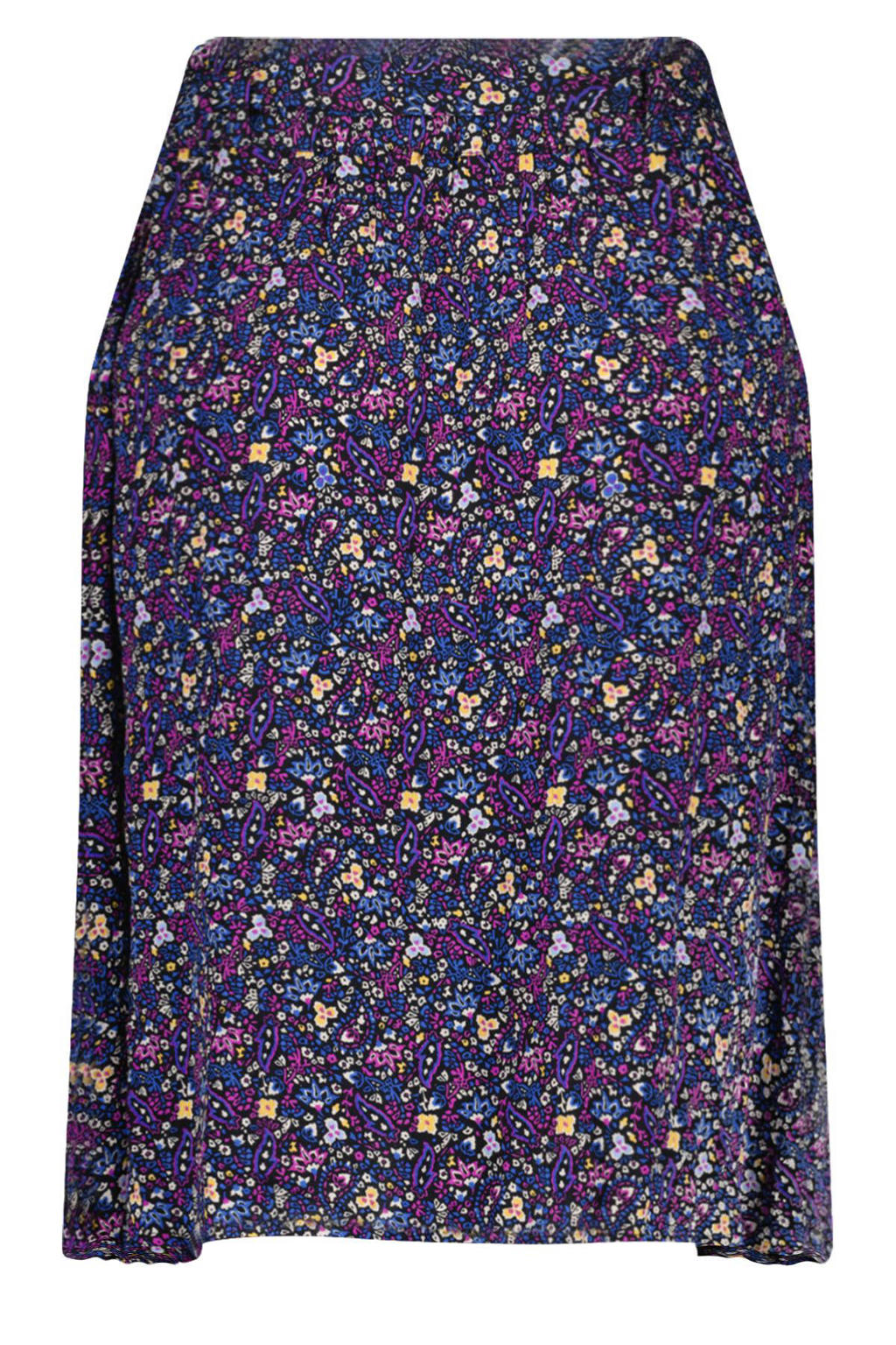 MS Mode gebloemde midi rok donkerblauw | wehkamp