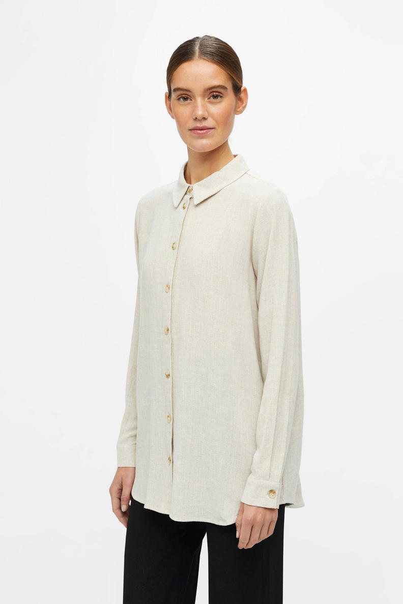 OBJECT blouse OBJSANNE met linnen ecru | wehkamp
