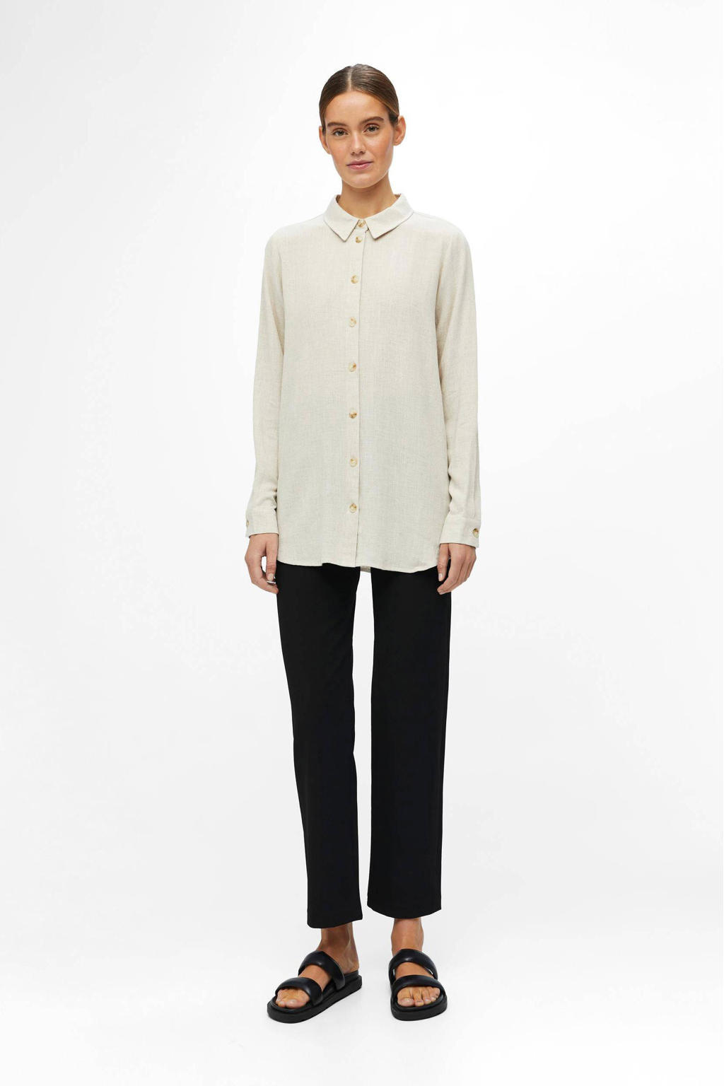 OBJECT blouse OBJSANNE met linnen ecru | wehkamp