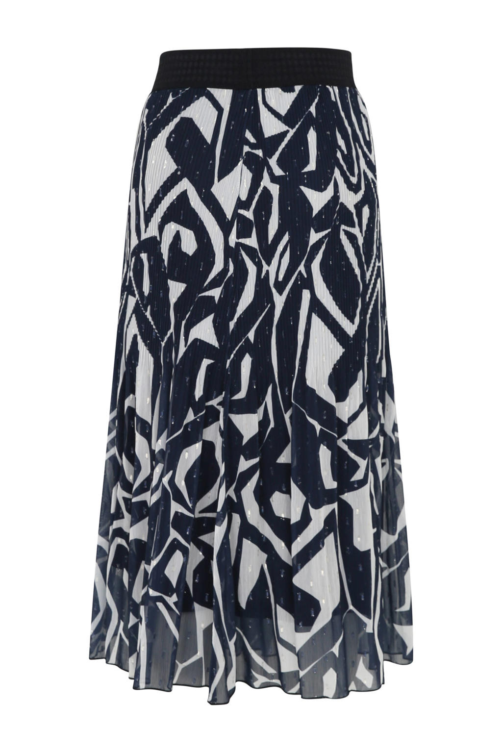 Cassis midi rok met all over print en plooien donkerblauw/ecru | wehkamp