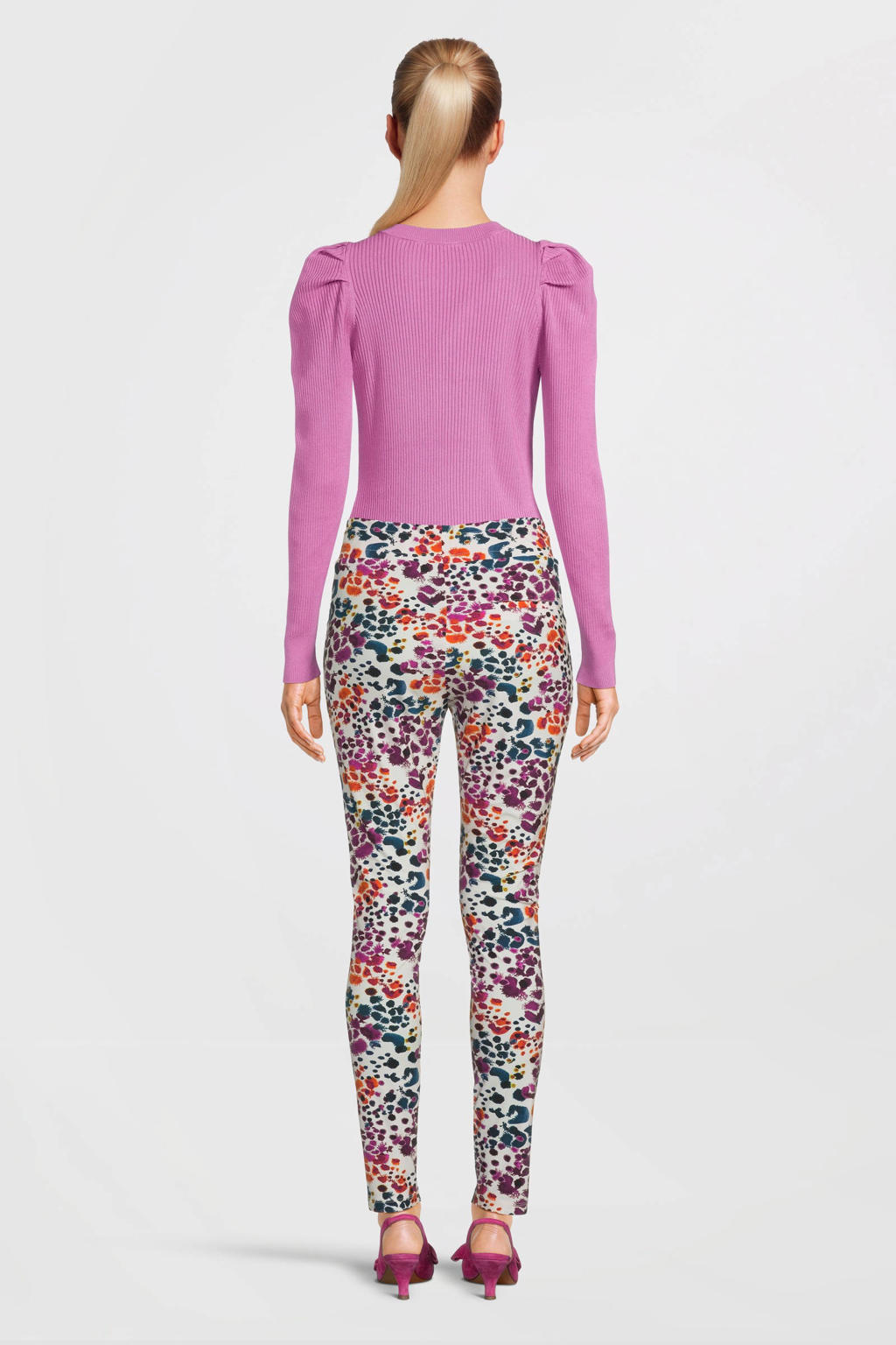 Jane Lushka slim fit broek Anabel van travelstof met zijstreep wit ...