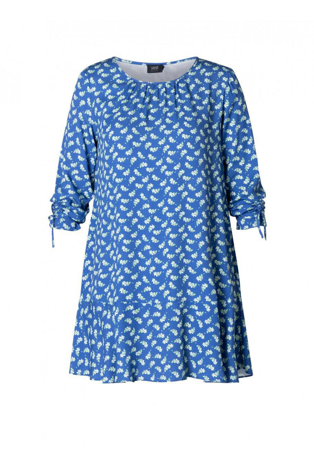 Yesta gebloemde A-lijn tuniek blauw/wit | wehkamp