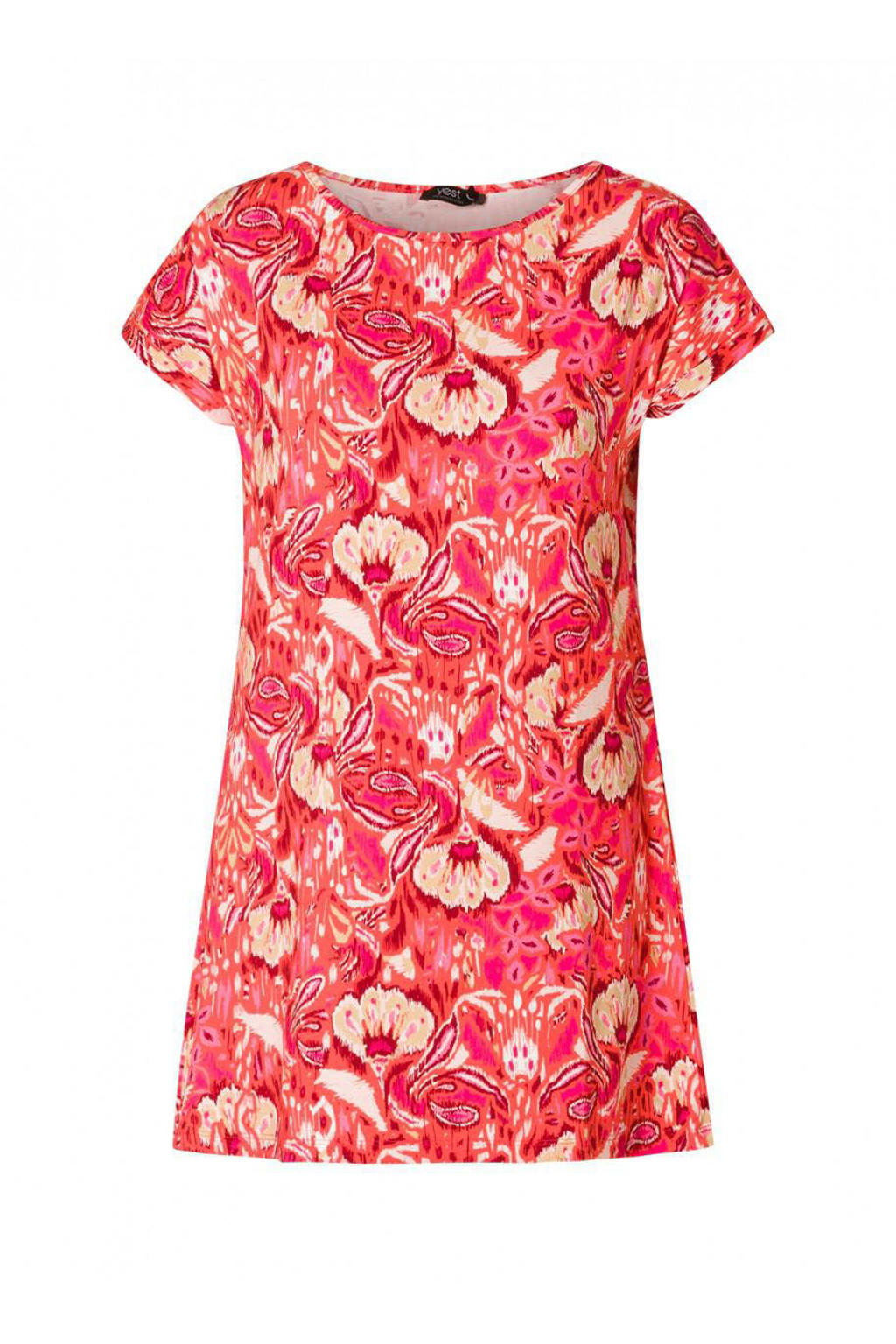 Yesta jersey tuniek met all over print koraalrood | wehkamp
