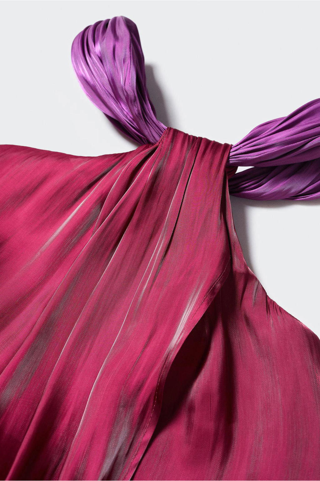 Mango maxi jurk met plooien donkerrood | wehkamp