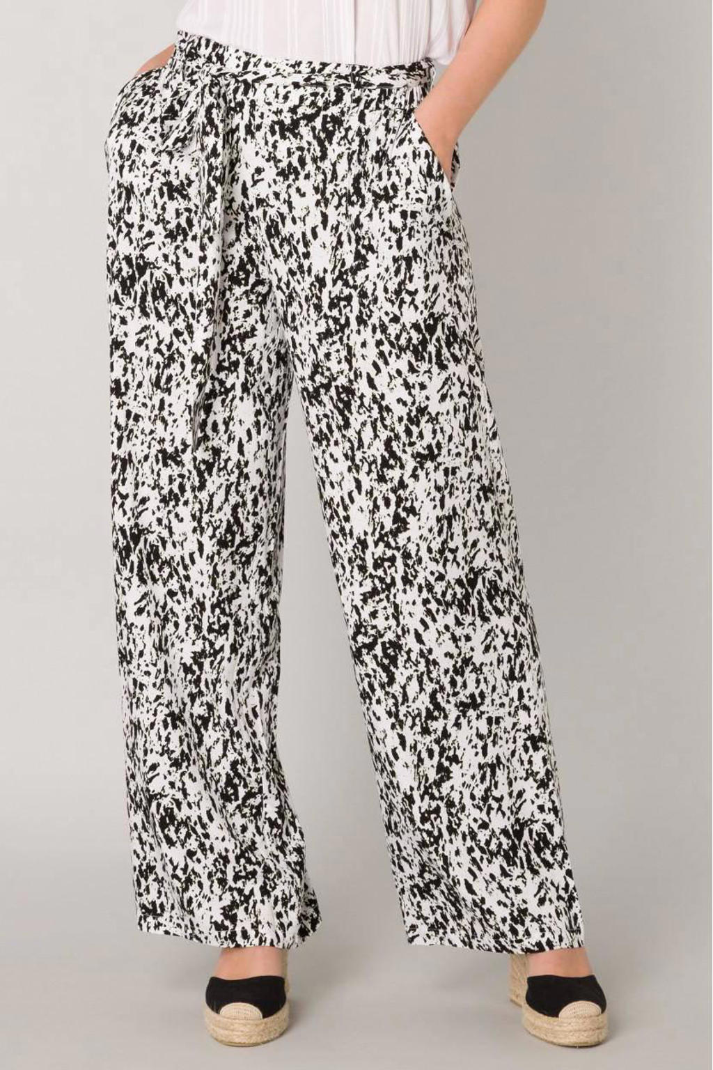 Yest straight fit broek met all over print wit/zwart | wehkamp