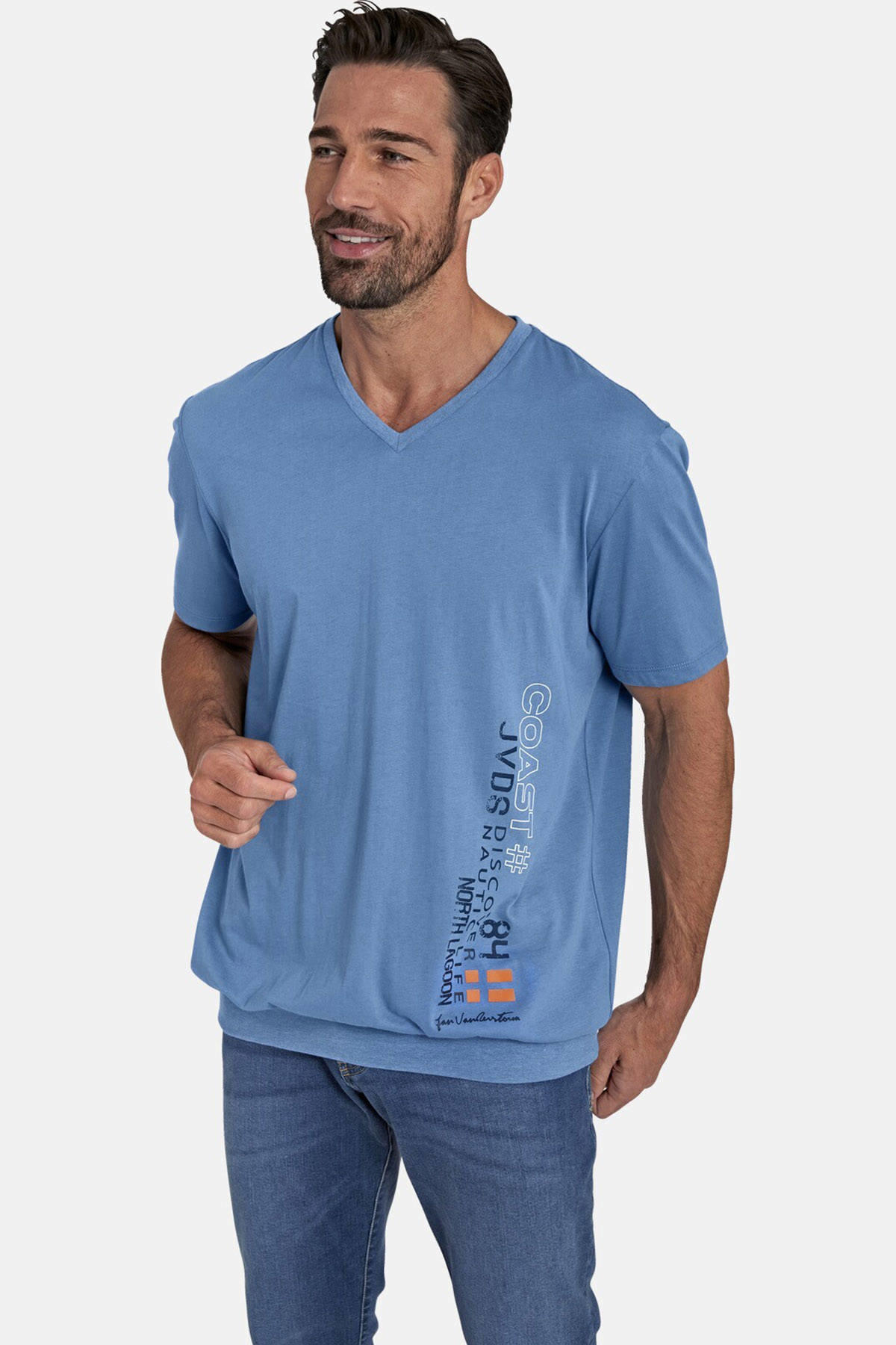 Jan Vanderstorm regular fit T-shirt GILBRECHT Plus Size blauw | wehkamp