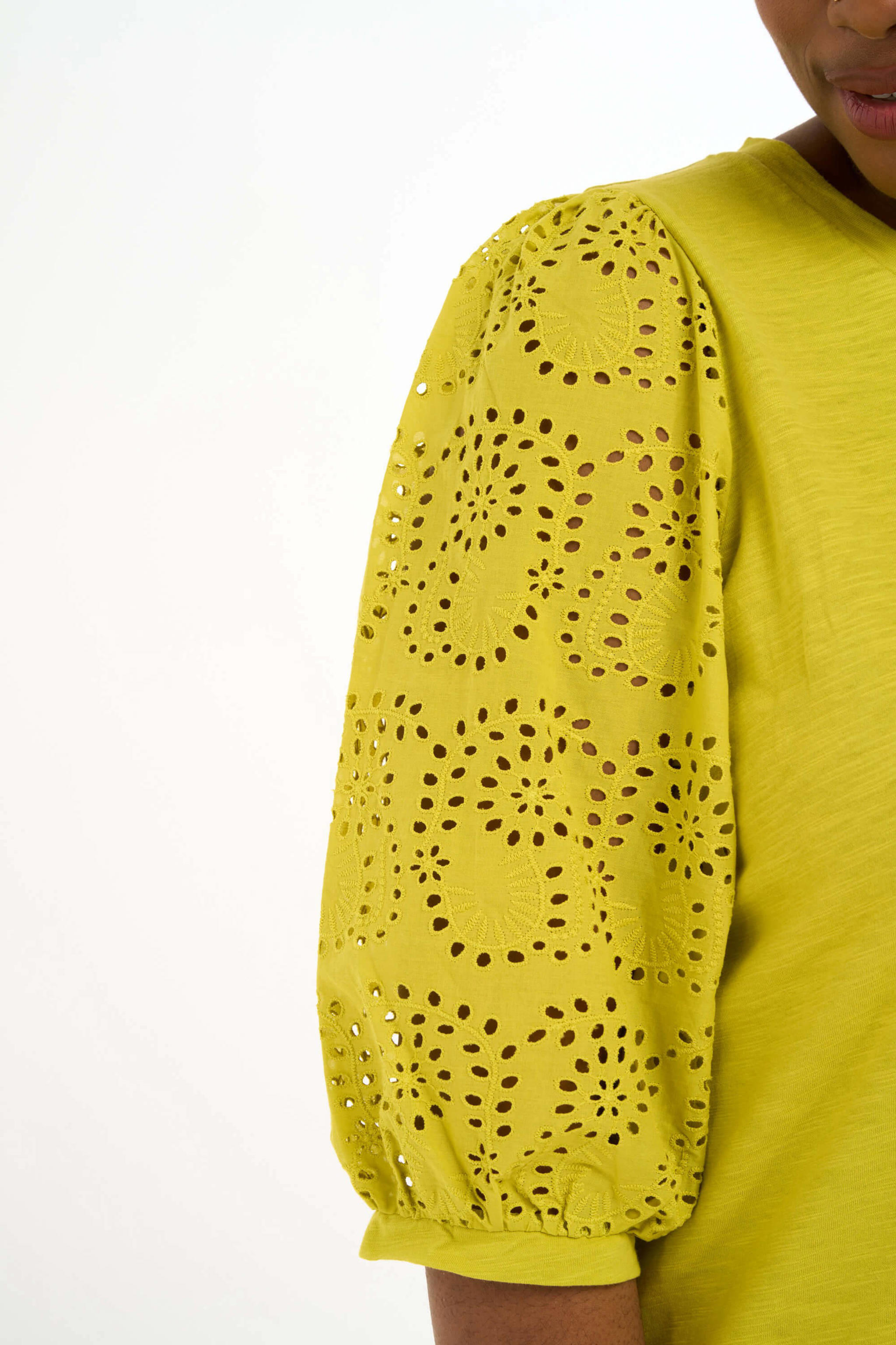 MS Mode top met broderie limegroen | wehkamp