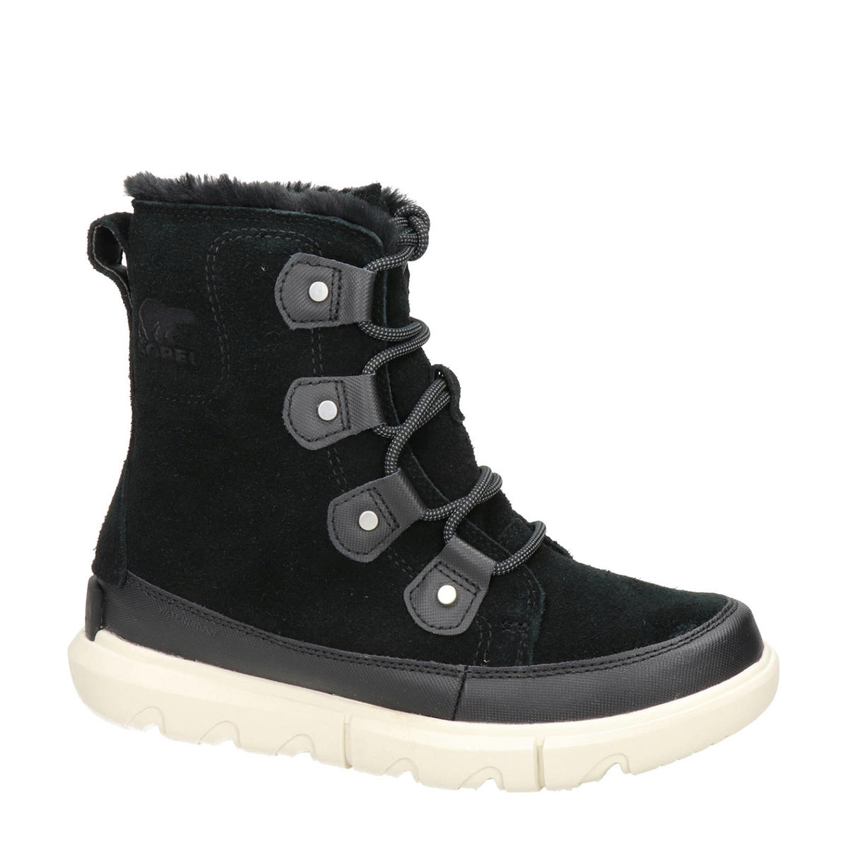 Sorel Explorer suède snowboot zwart | wehkamp
