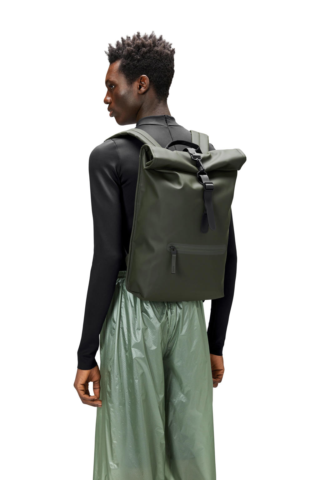 Rains rugzak Rolltop Rucksack W3 kaki | wehkamp