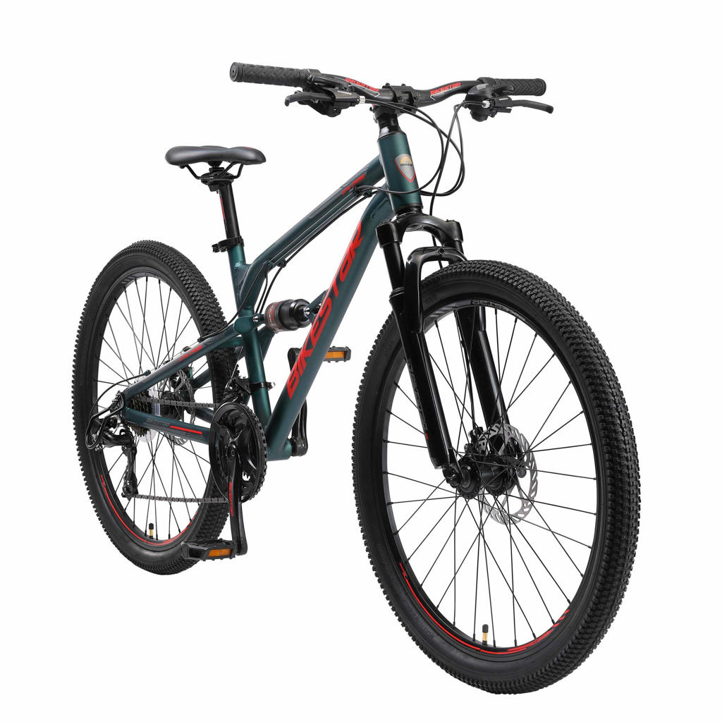 BikeStar MTB Fully, aluminium, 26 inch, 21 speed, groen | wehkamp