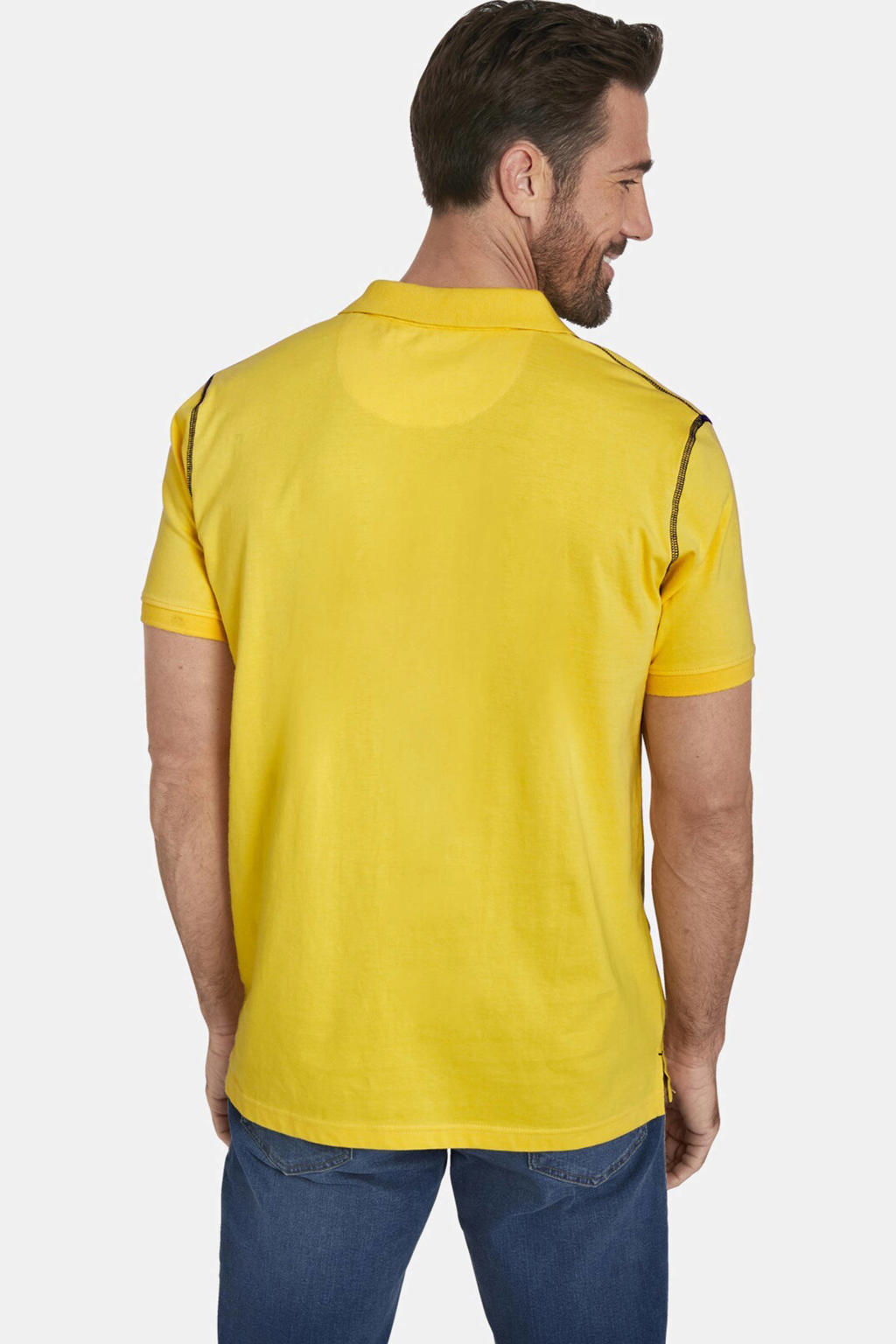Jan Vanderstorm regular fit polo AGRIM Plus Size met printopdruk geel ...