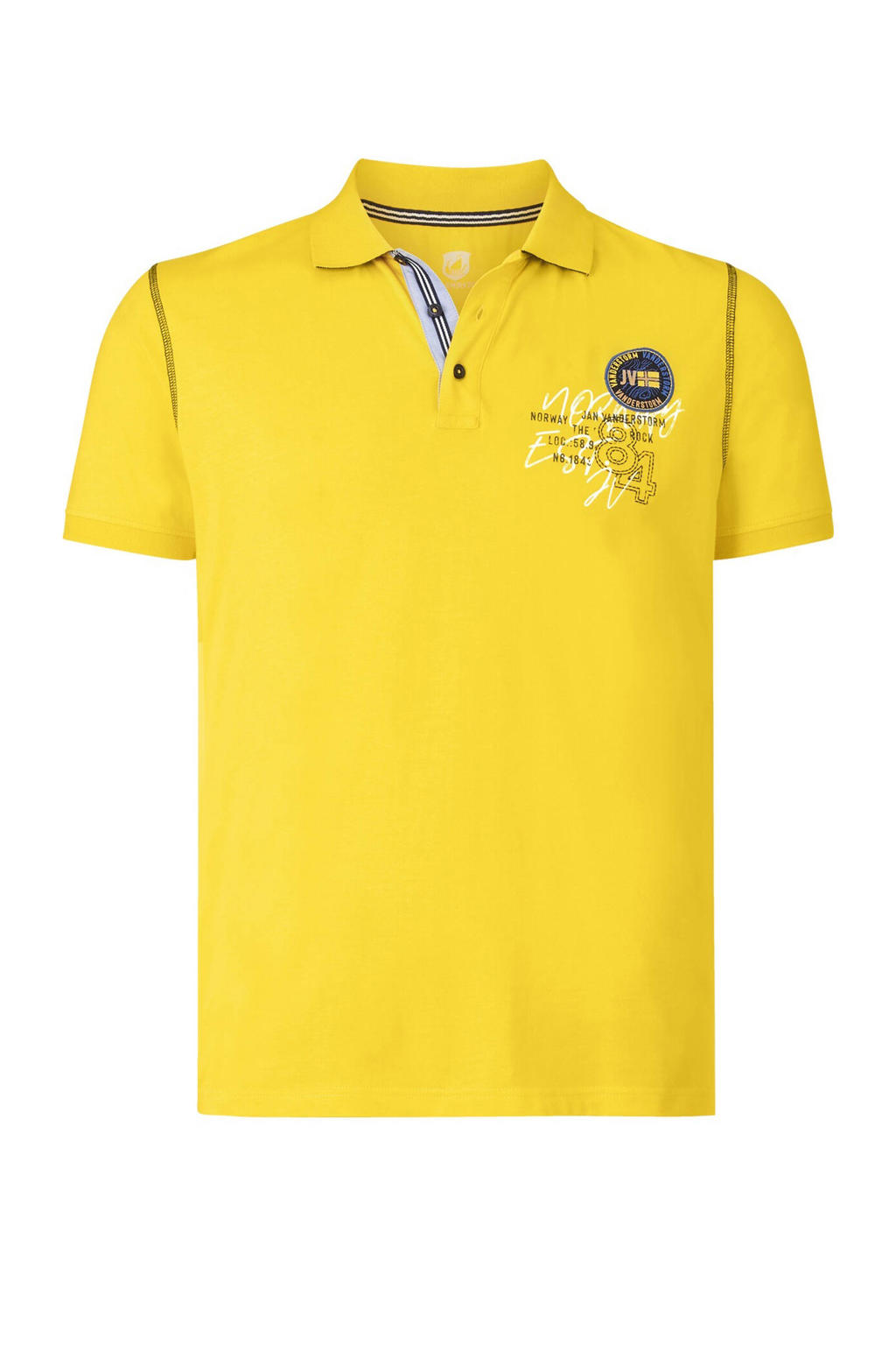 Jan Vanderstorm regular fit polo AGRIM Plus Size met printopdruk geel ...