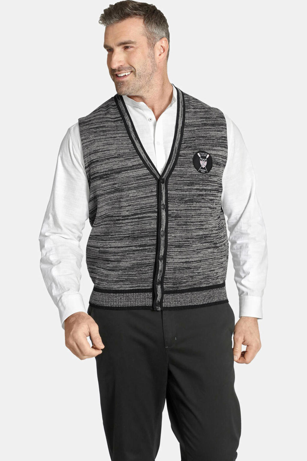 Charles Colby +FIT Collectie gilet DUKE BOYLES Plus Size grijs | wehkamp