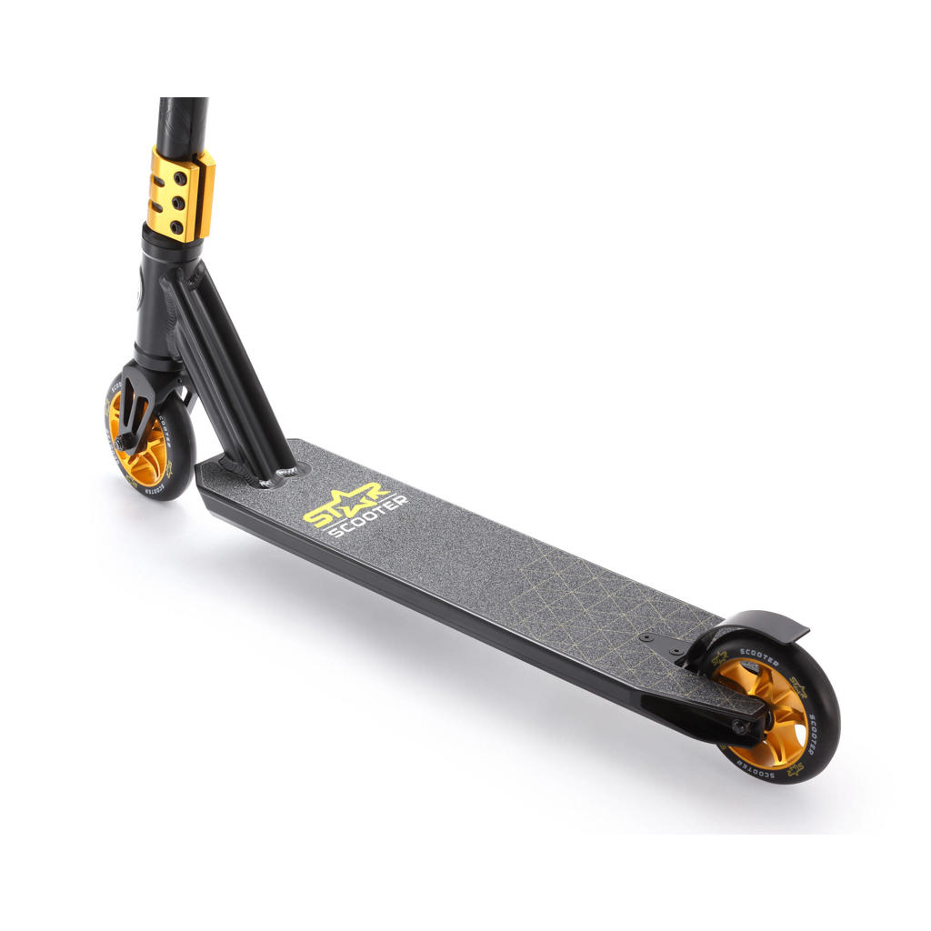 STAR SCOOTER Freestyle Jump alu stuntstep, 110mm Semi Pro, zwart / goud ...