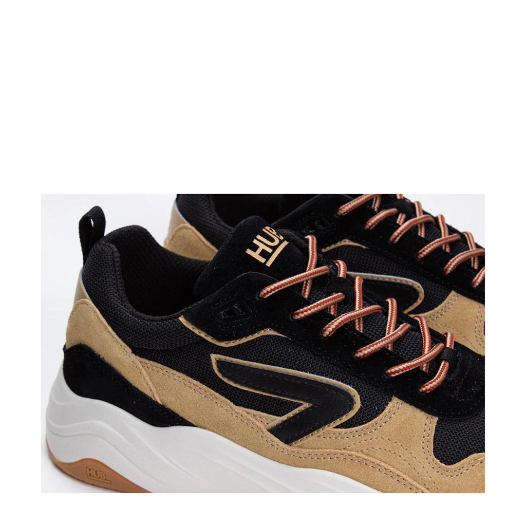 HUB Glide suède sneakers beige/zwart | wehkamp