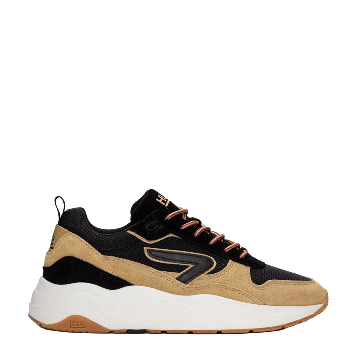 HUB Glide suède sneakers beige/zwart | wehkamp