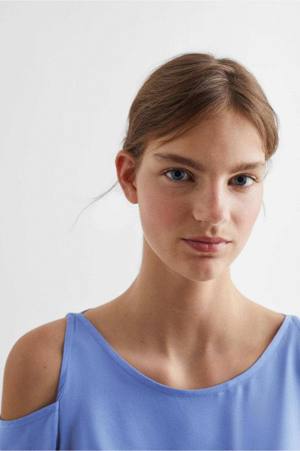 Mango Kids open shoulder top blauw | wehkamp