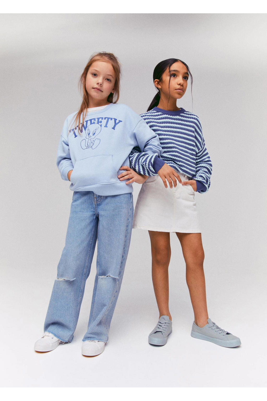 Mango Kids wide leg jeans light blue denim | wehkamp