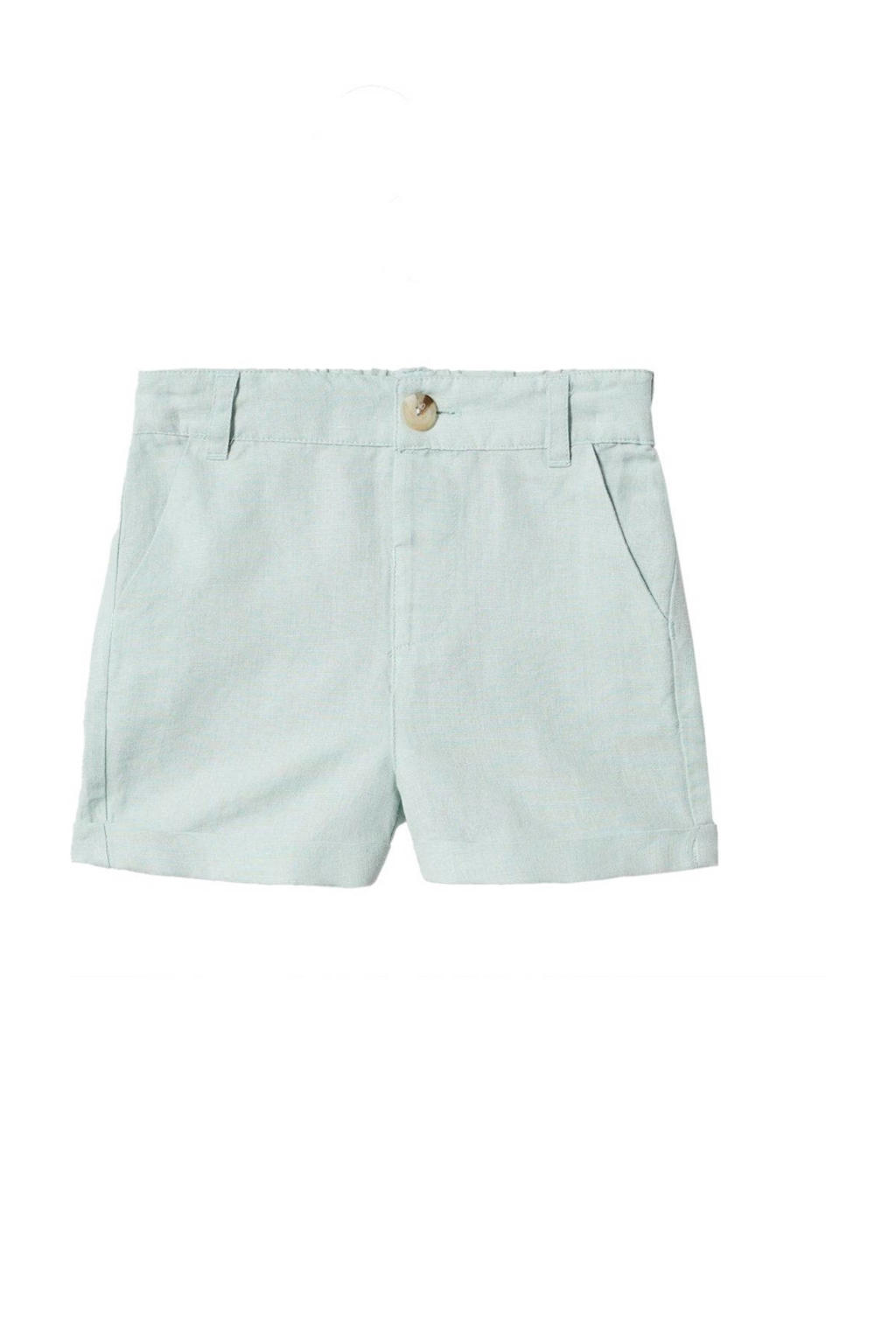Mango Kids short met linnen pastelgroen | wehkamp