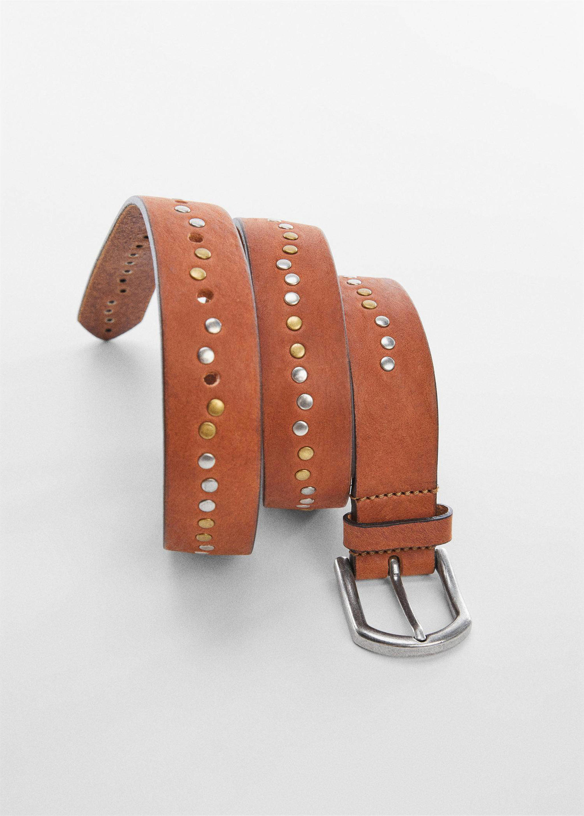 Mango leren riem met studs cognac | wehkamp
