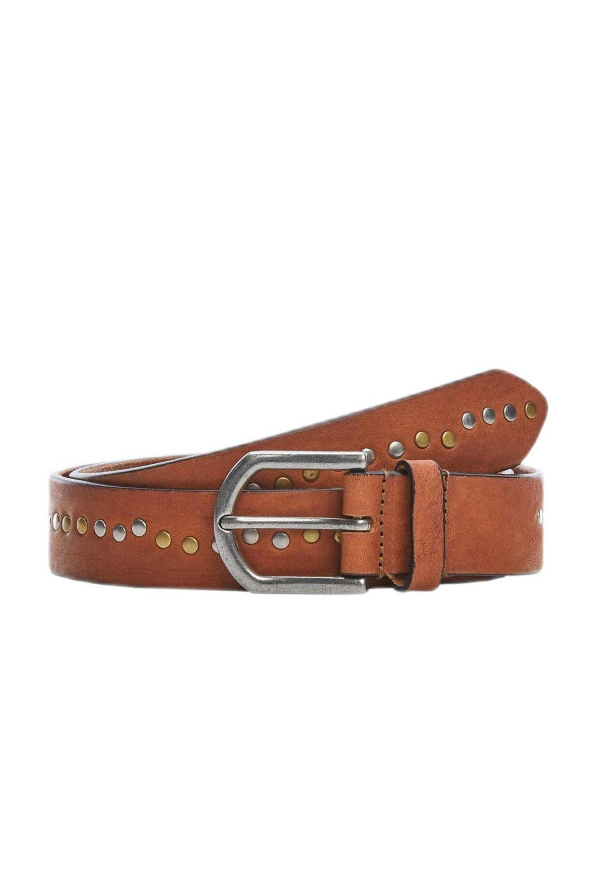 Mango leren riem met studs cognac | wehkamp