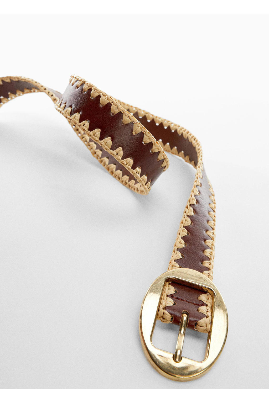 Mango riem met sierstiksels bruin | wehkamp