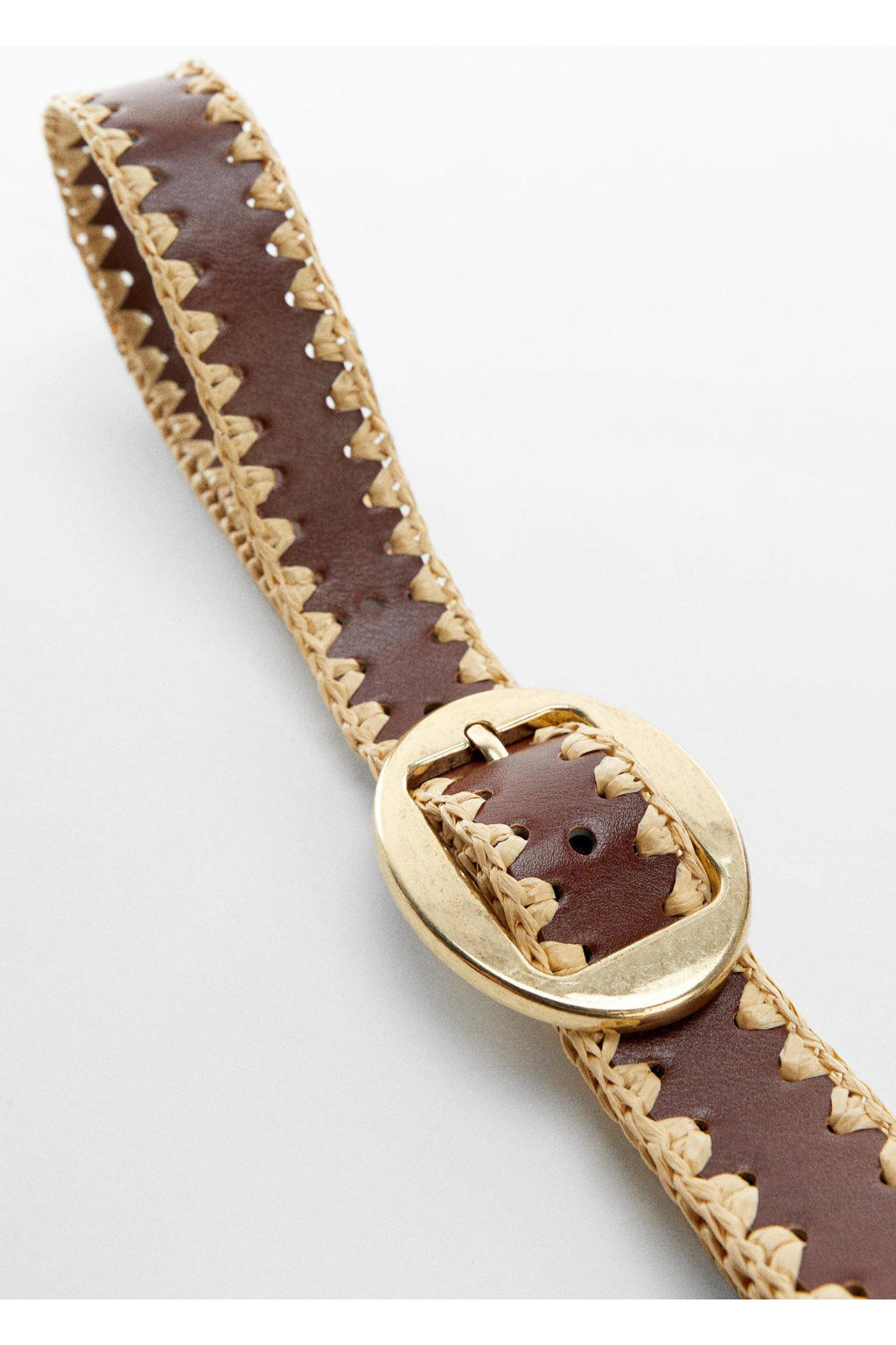 Mango riem met sierstiksels bruin | wehkamp