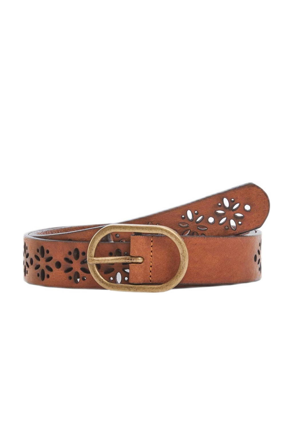 Mango leren gestanste riem cognac | wehkamp