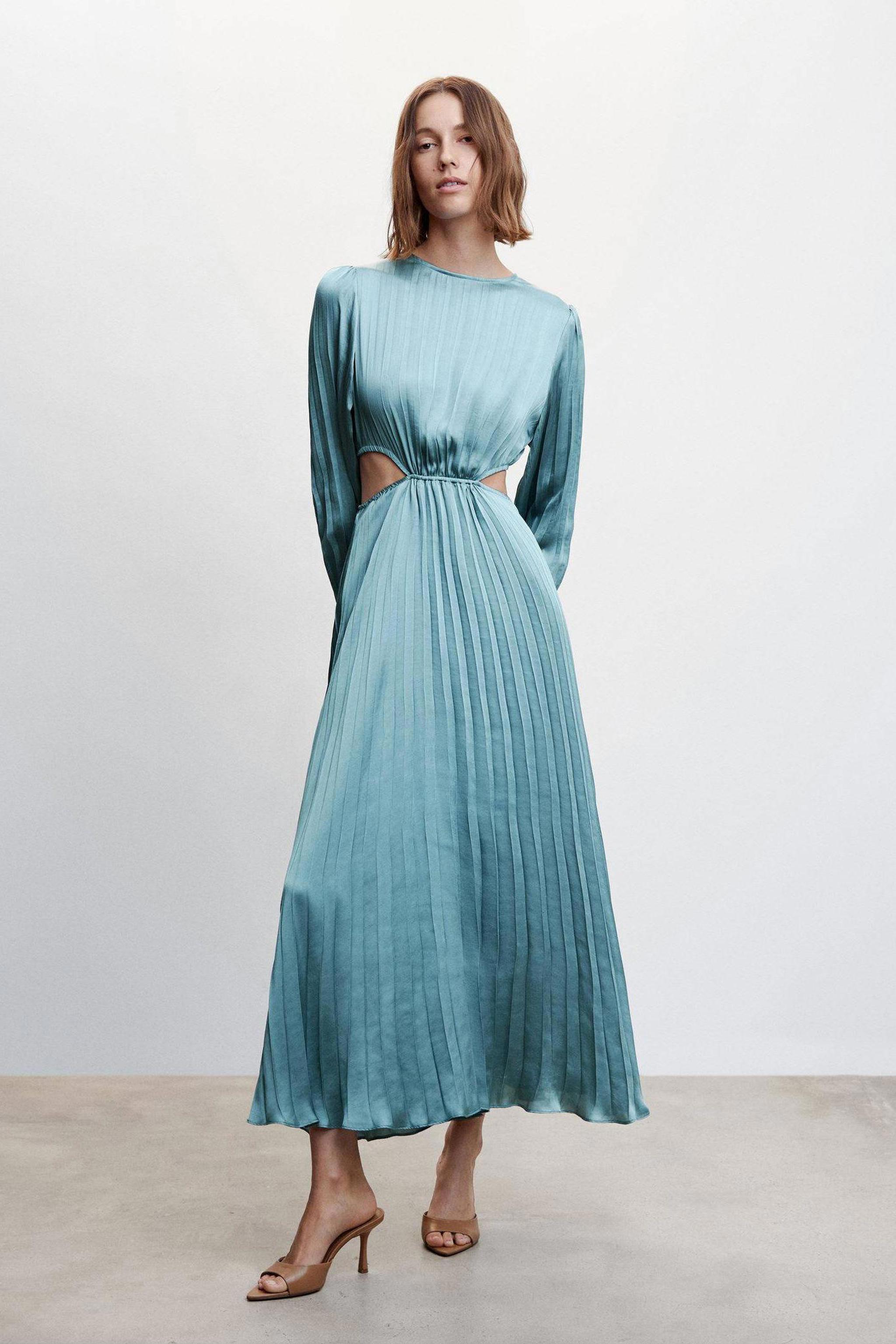 Mango Satijnen Maxi Jurk Blauw Wehkamp