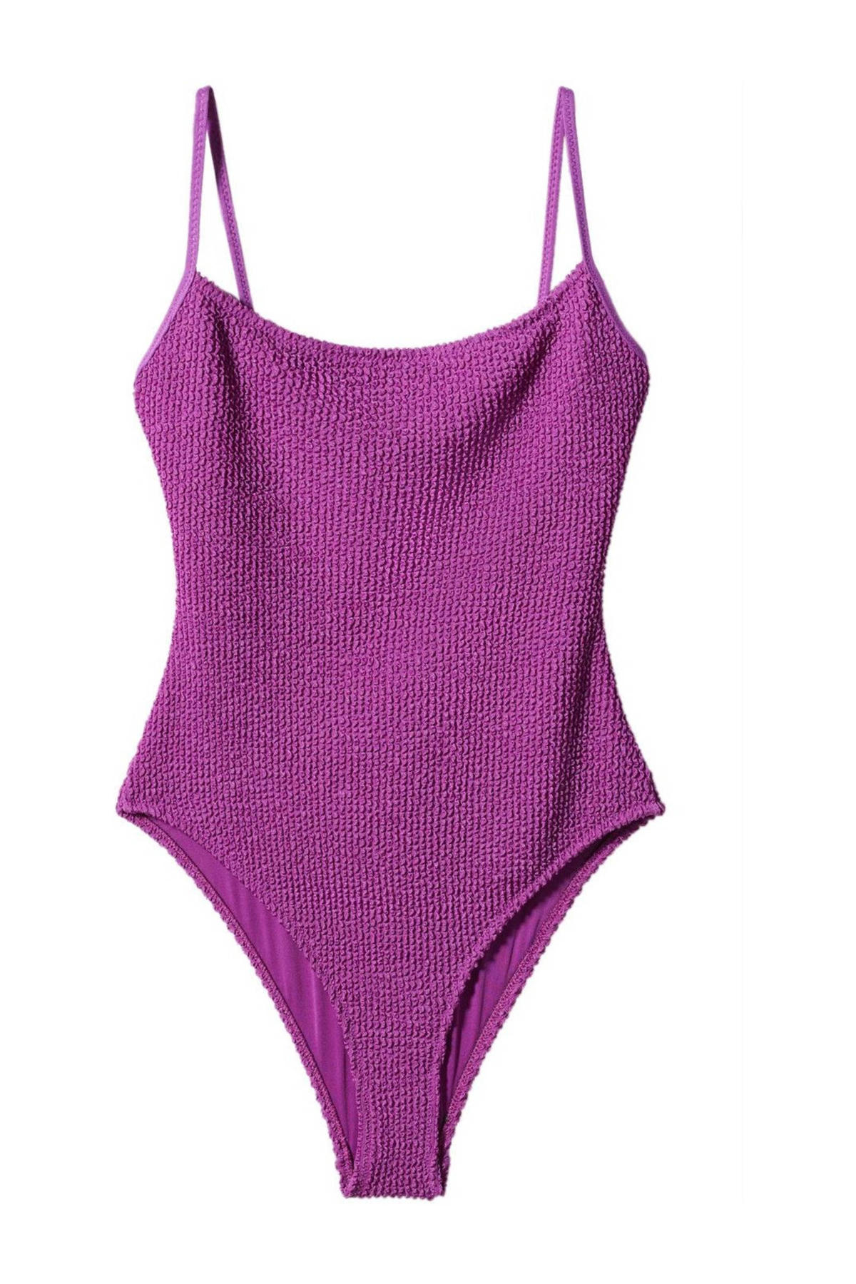 Mango high leg badpak met textuur paars | wehkamp