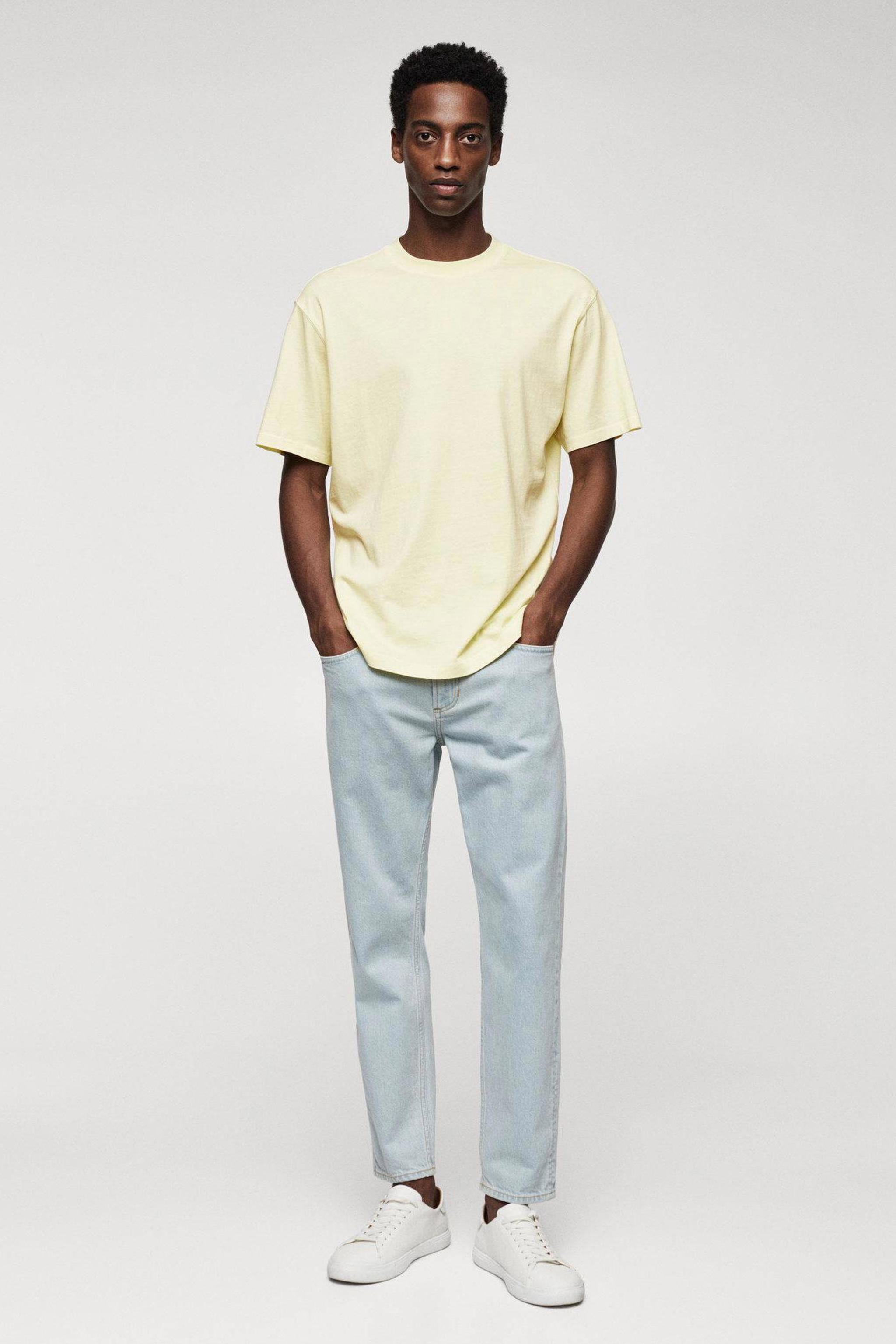Mango Man oversized T-shirt geel | wehkamp