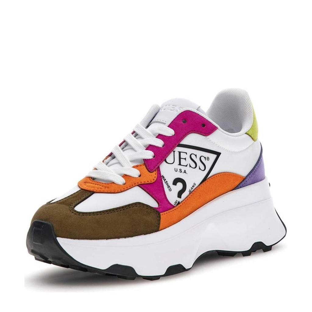 GUESS Calebb4 chunky sneakers roze/oranje/wit | wehkamp
