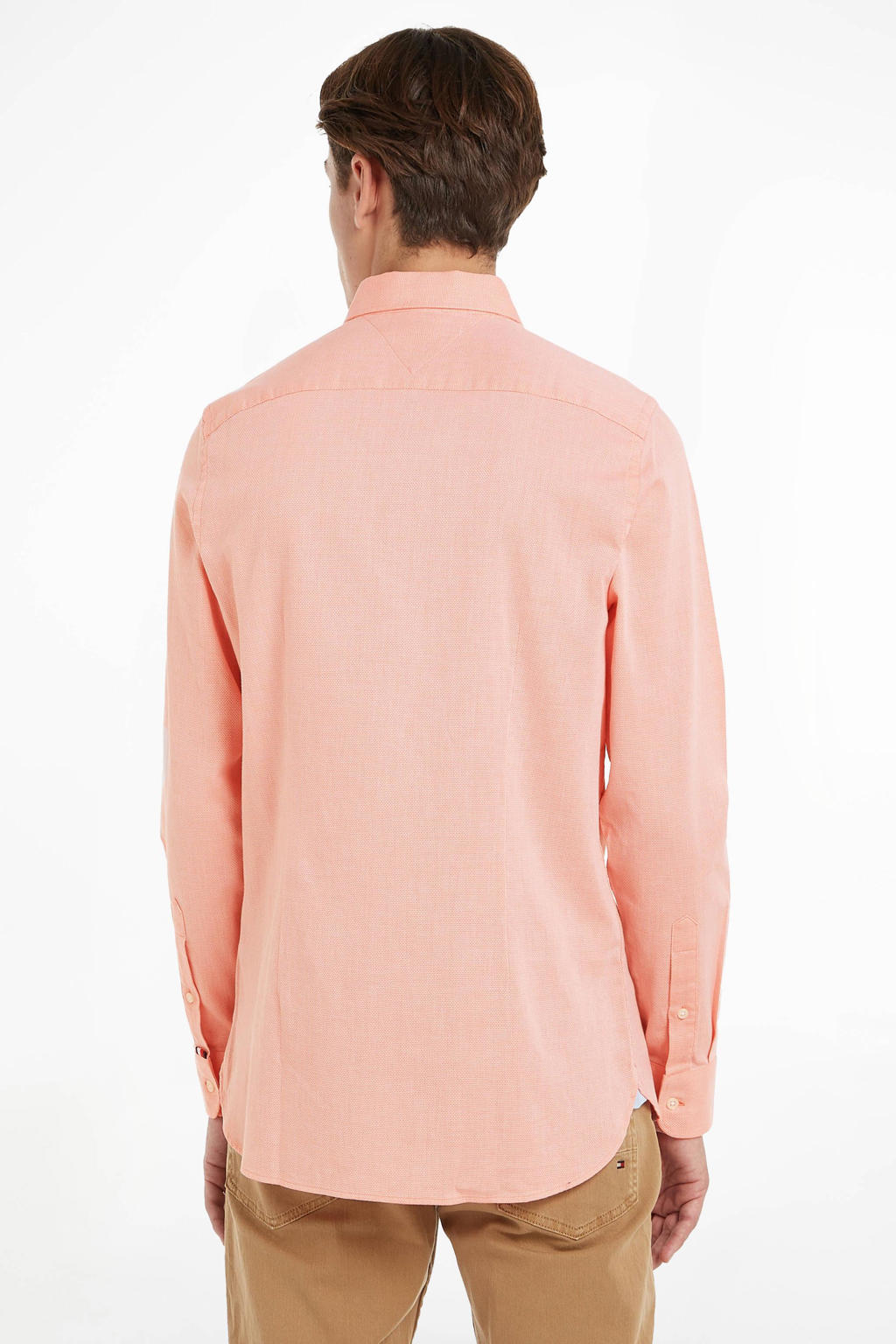 Tommy Hilfiger slim fit overhemd FLEX DOBBY met katoen peach dusk | wehkamp