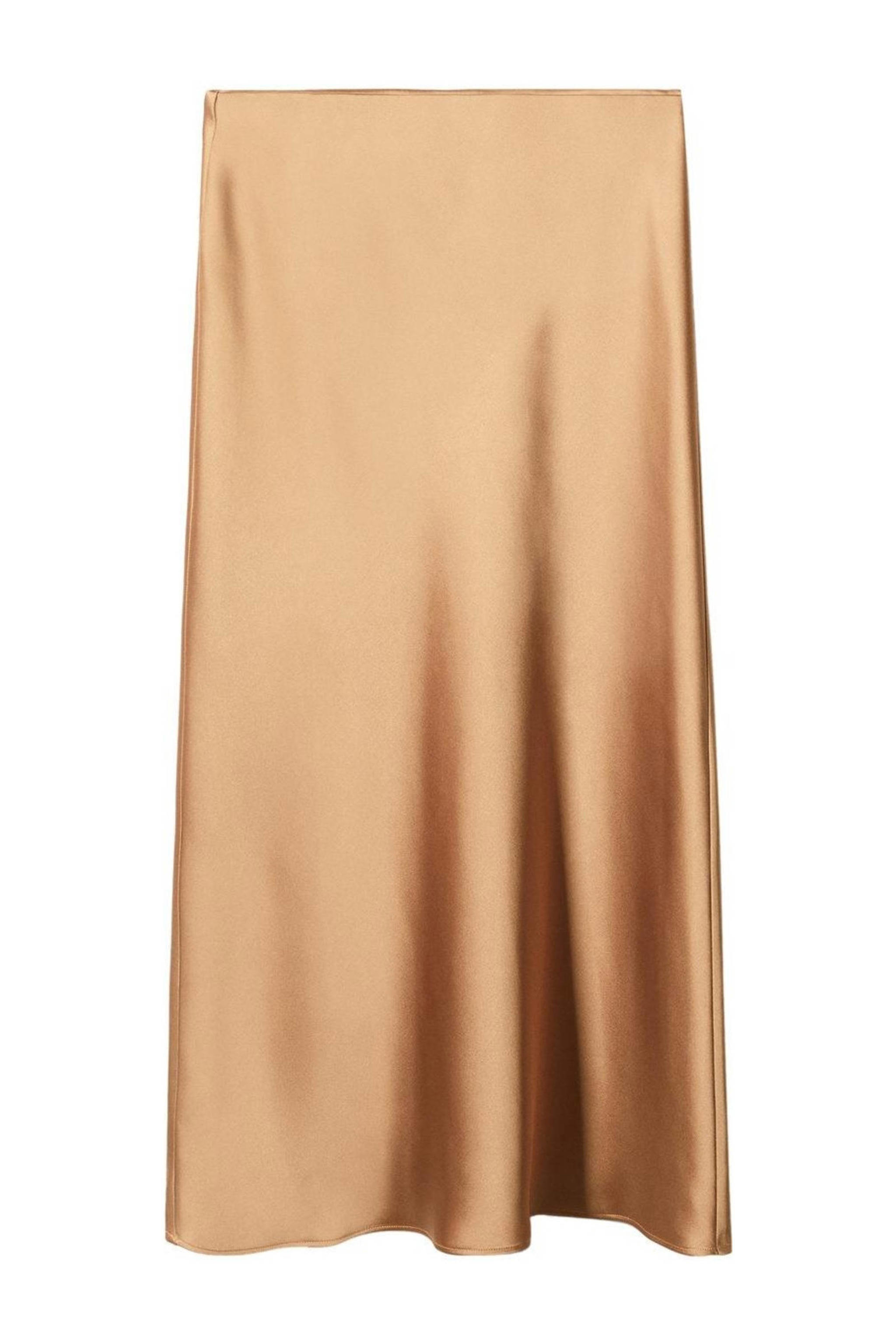 Mango satijnen midi rok bruin | wehkamp
