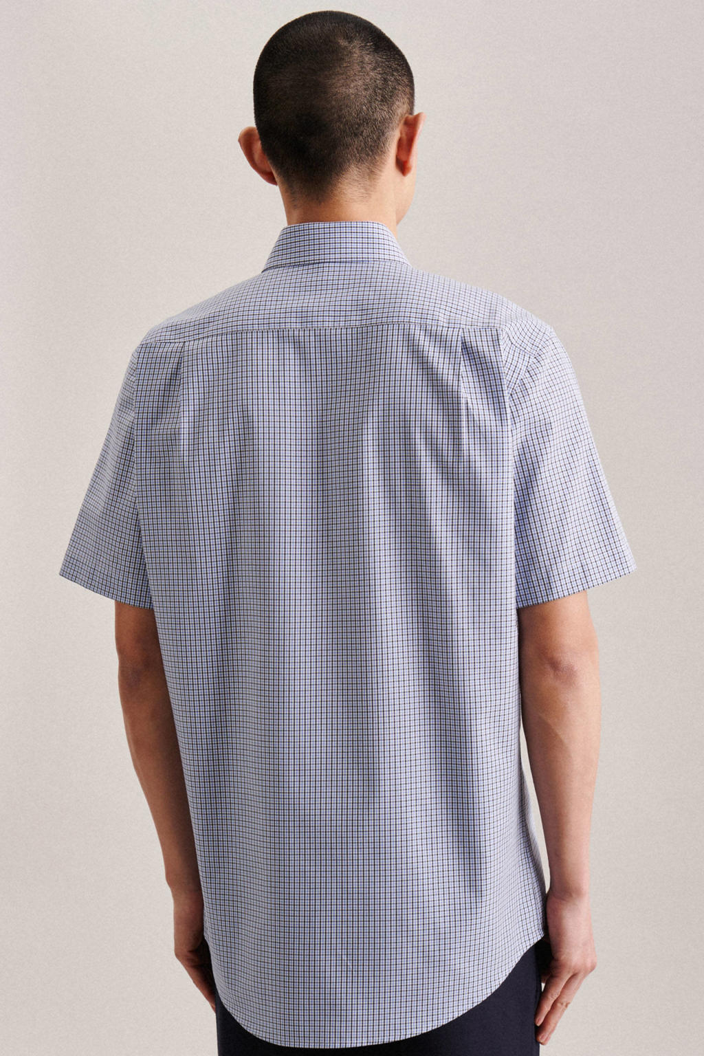 Seidensticker geruit regular fit overhemd donkerblauw | wehkamp