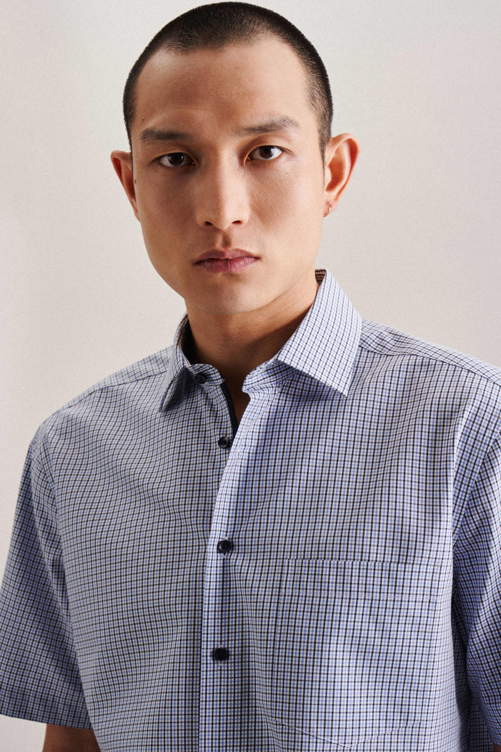 Seidensticker geruit regular fit overhemd donkerblauw | wehkamp