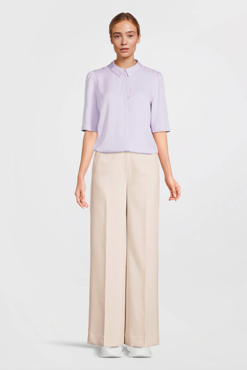 Another-Label high waist wide leg pantalon Moore pants zand | wehkamp