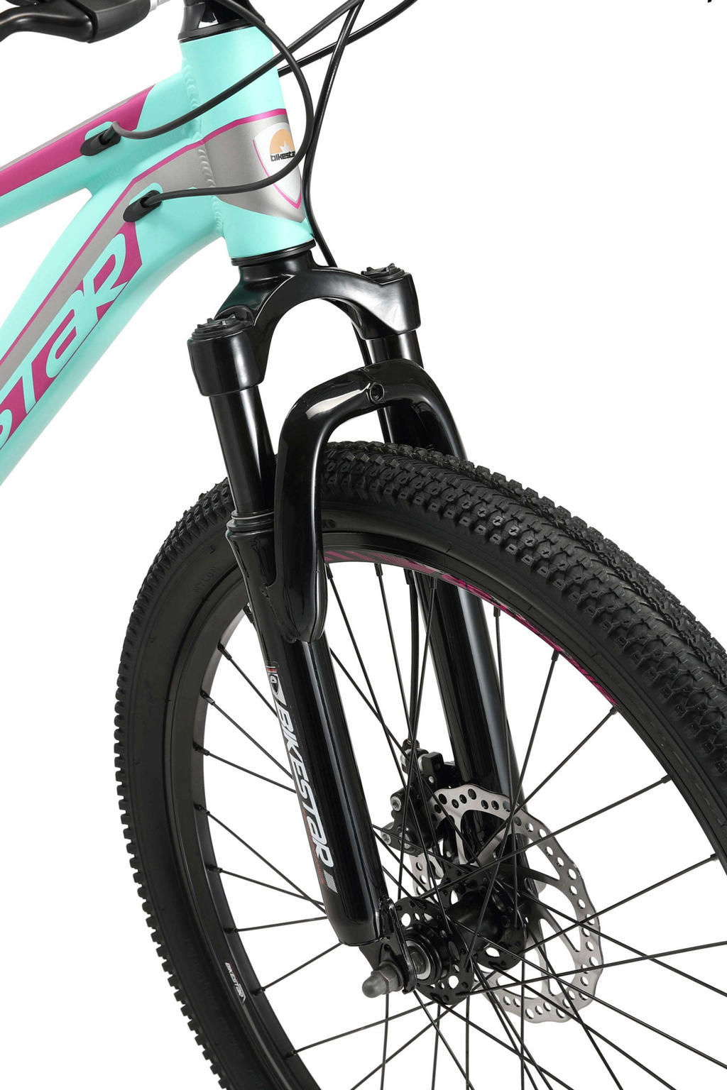 BikeStar MTB, Sport kinderfiets 24 inch mint /roze, 21 speed | wehkamp