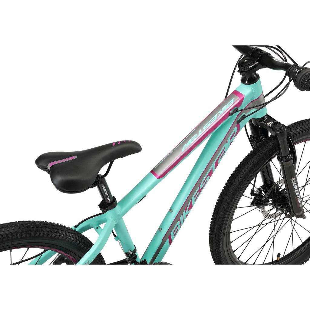 BikeStar MTB, Sport kinderfiets 24 inch mint /roze, 21 speed | wehkamp