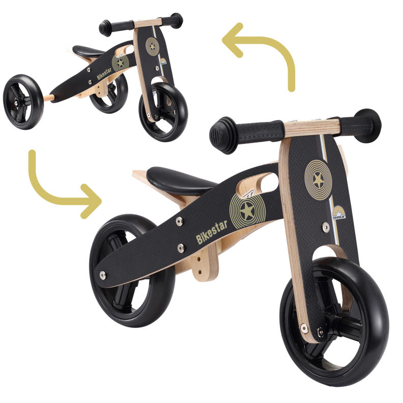 BikeStar mini loopfiets 2 in 1, hout, zwart | wehkamp