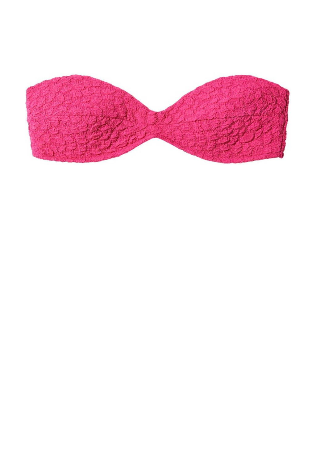 Mango voorgevormde strapless bandeau bikinitop met textuur roze | wehkamp