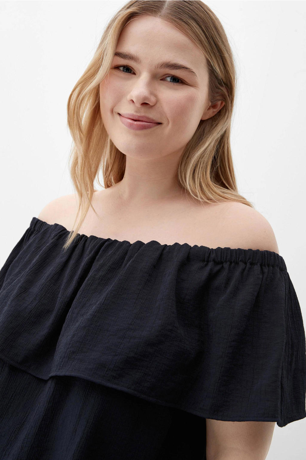 TRIANGLE off shoulder top met volant marine | wehkamp