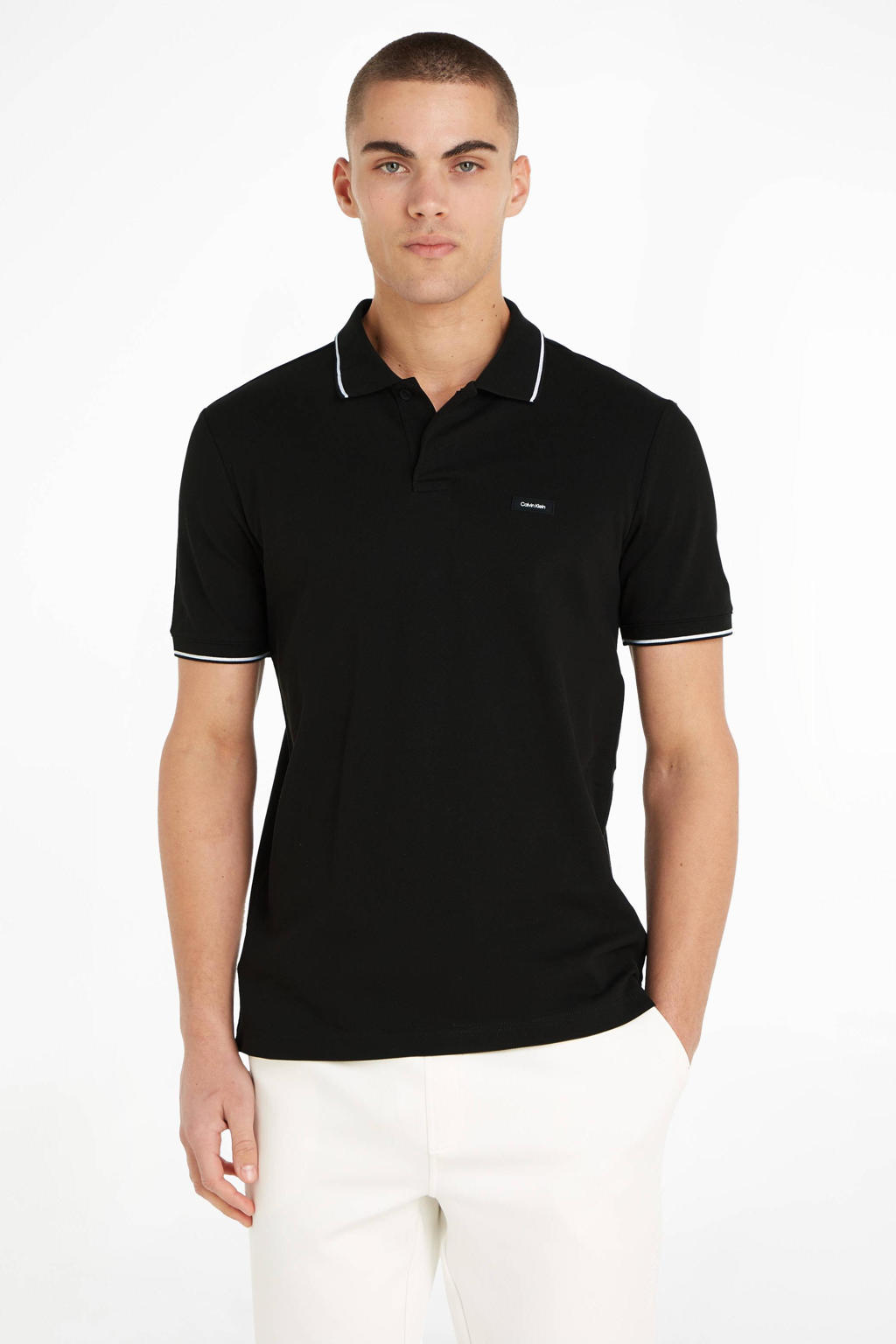 Calvin Klein Slim Fit Polo Tipping Met Logo Zwart Wehkamp