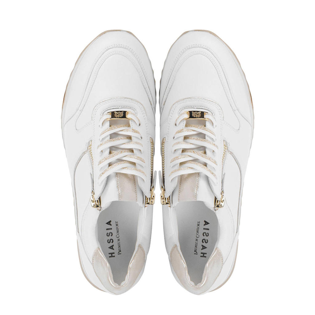 Hassia comfort leren sneakers wit | wehkamp