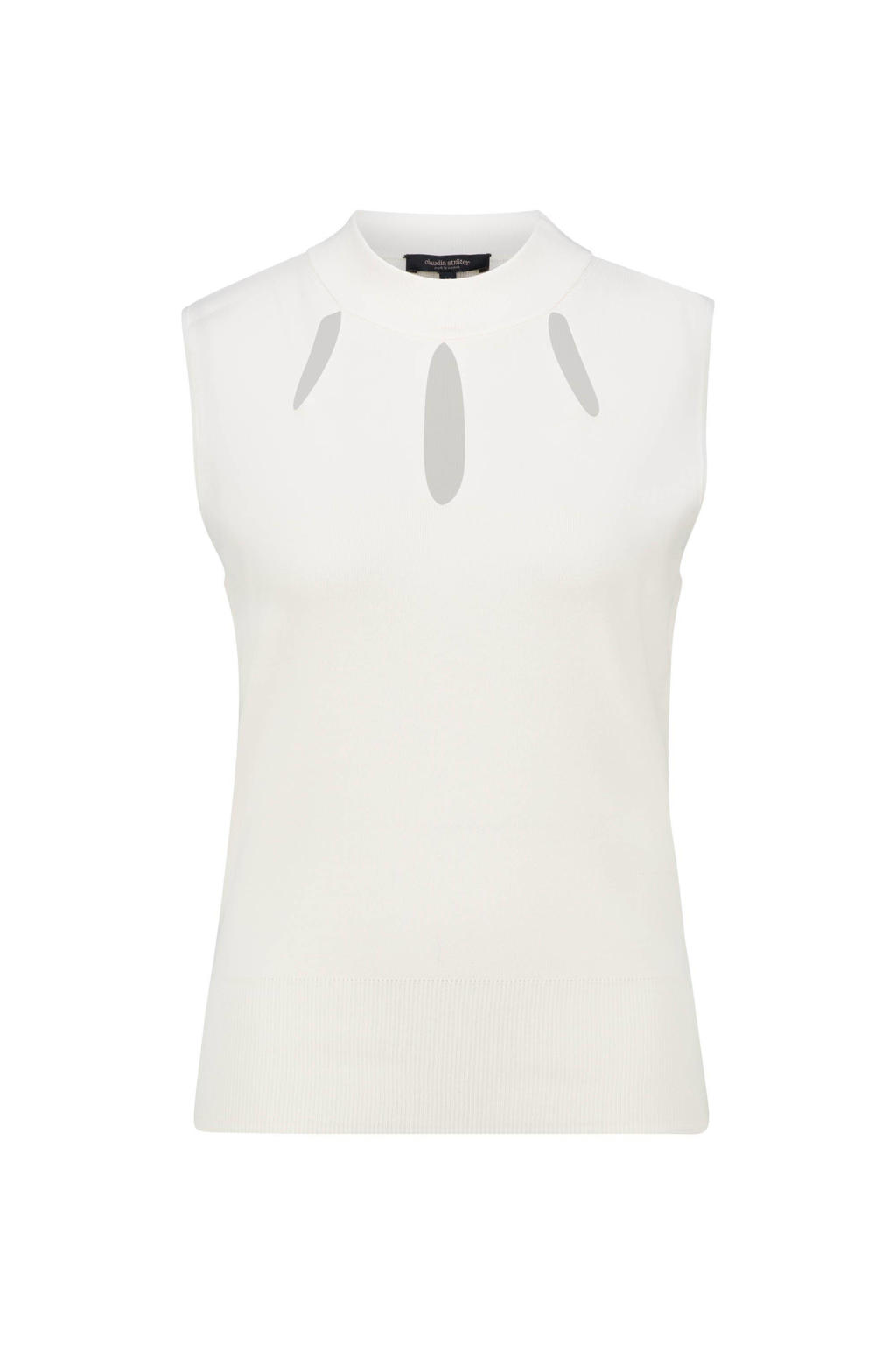 Claudia Sträter fijngebreide top met cut out ecru | wehkamp